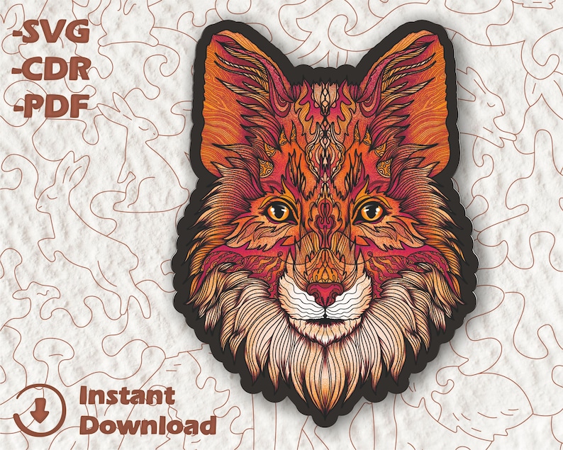 Fox Puzzle Jigsaw Laser Cut File / Art Instant Download / - Etsy