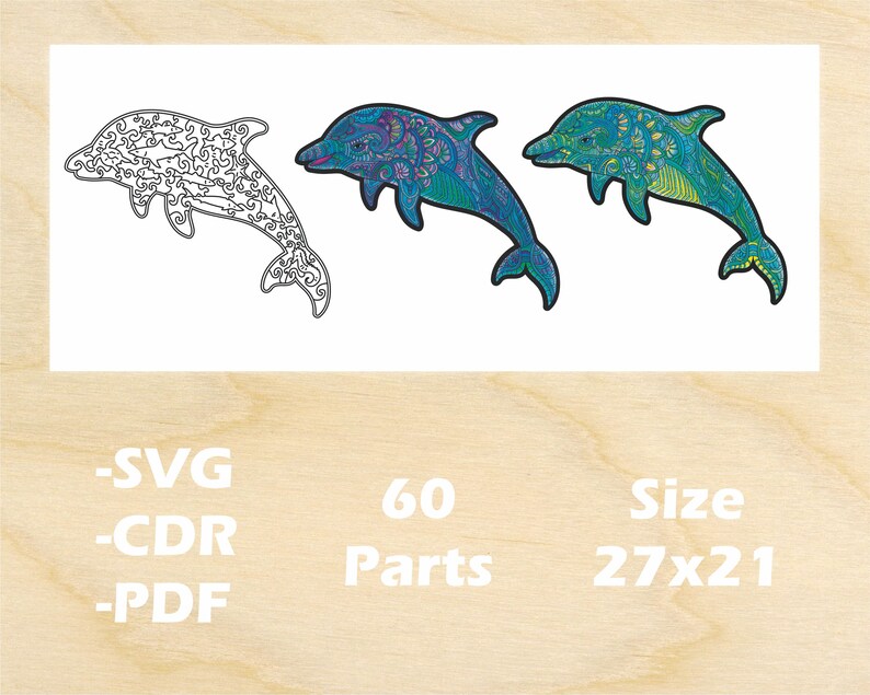 Dolfin Jigsaw Puzzles Laser Cut File. 3D Wooden Puzzle - Etsy