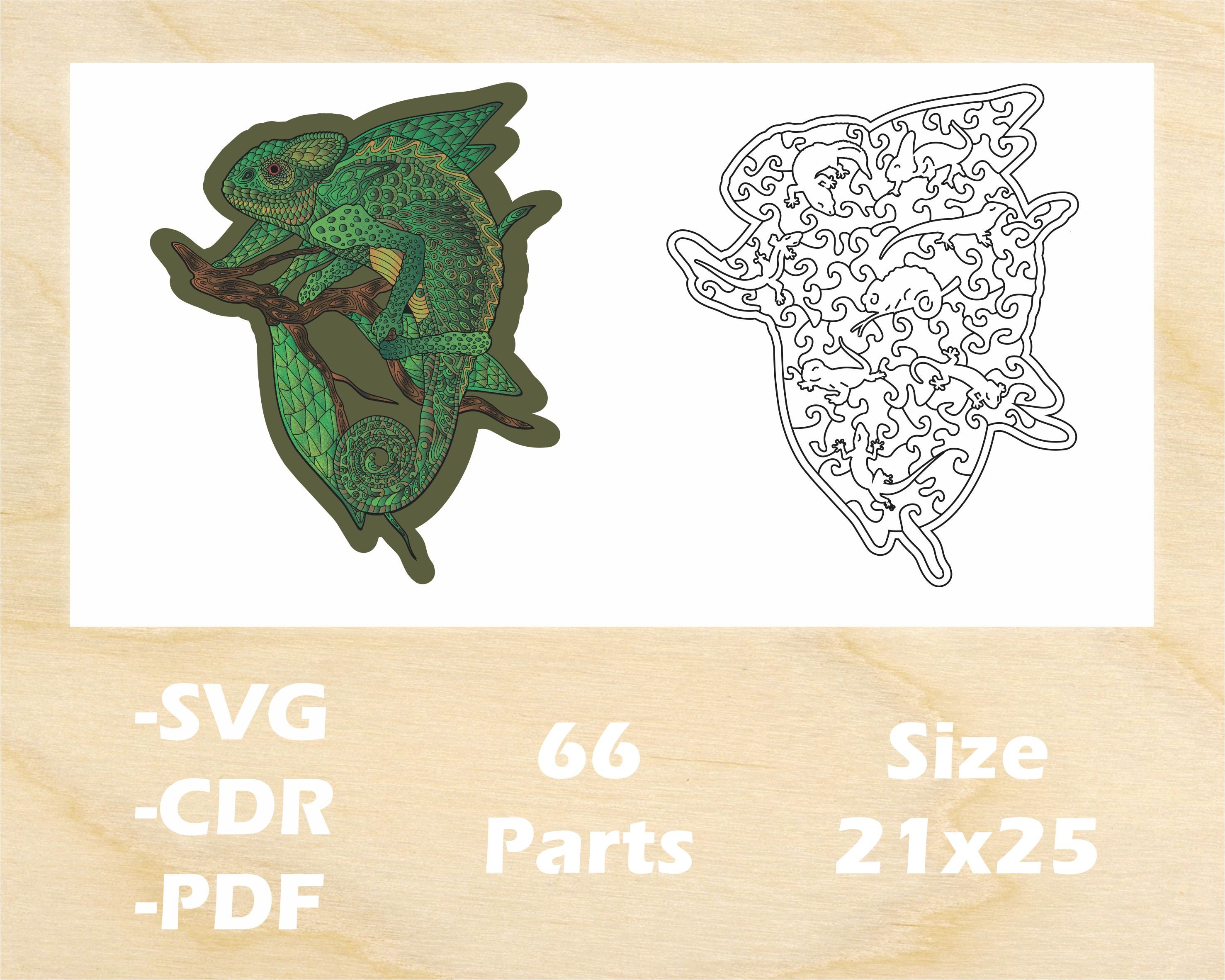 Chameleon Puzzle Laser Cut Files Wooden Jigsaw Puzzle for - Etsy