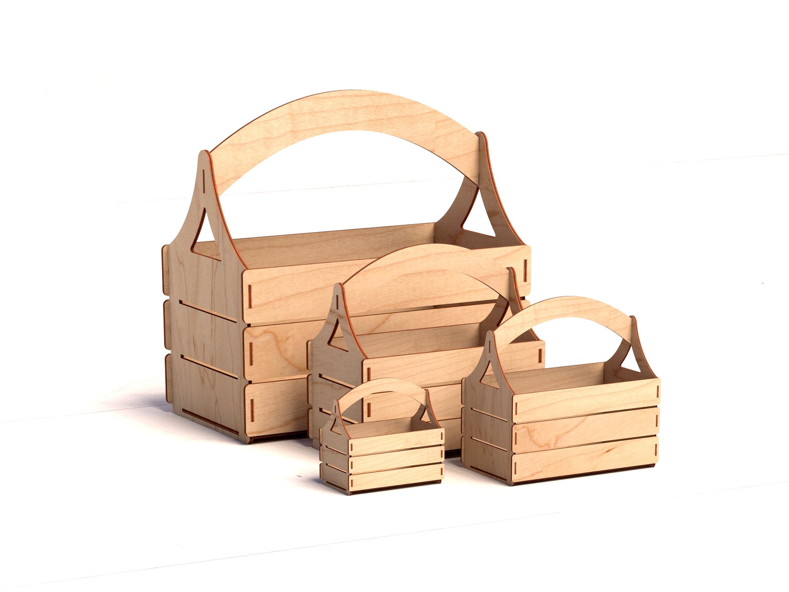 Set of Decorative Baskets – Laser Cut Files. Wooden Flower Basket SVG ...