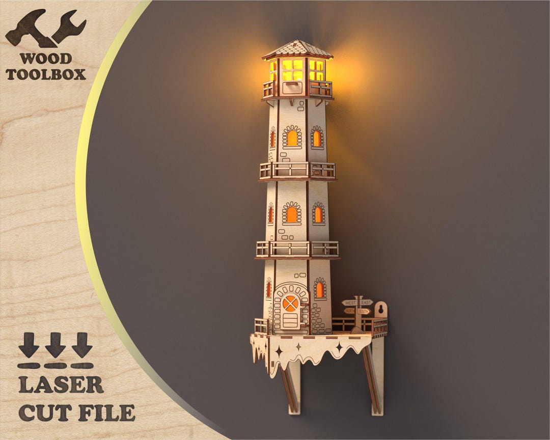 House on the Wall - Lighthouse - Laser Cut Files. Pattern Seamark ...