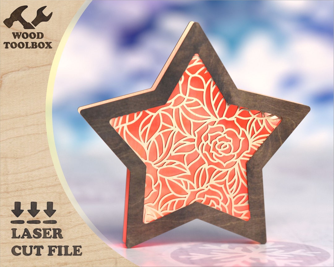 Star Lamp Laser Cut File | Heart Design Night Light SVG | for You Gift ...