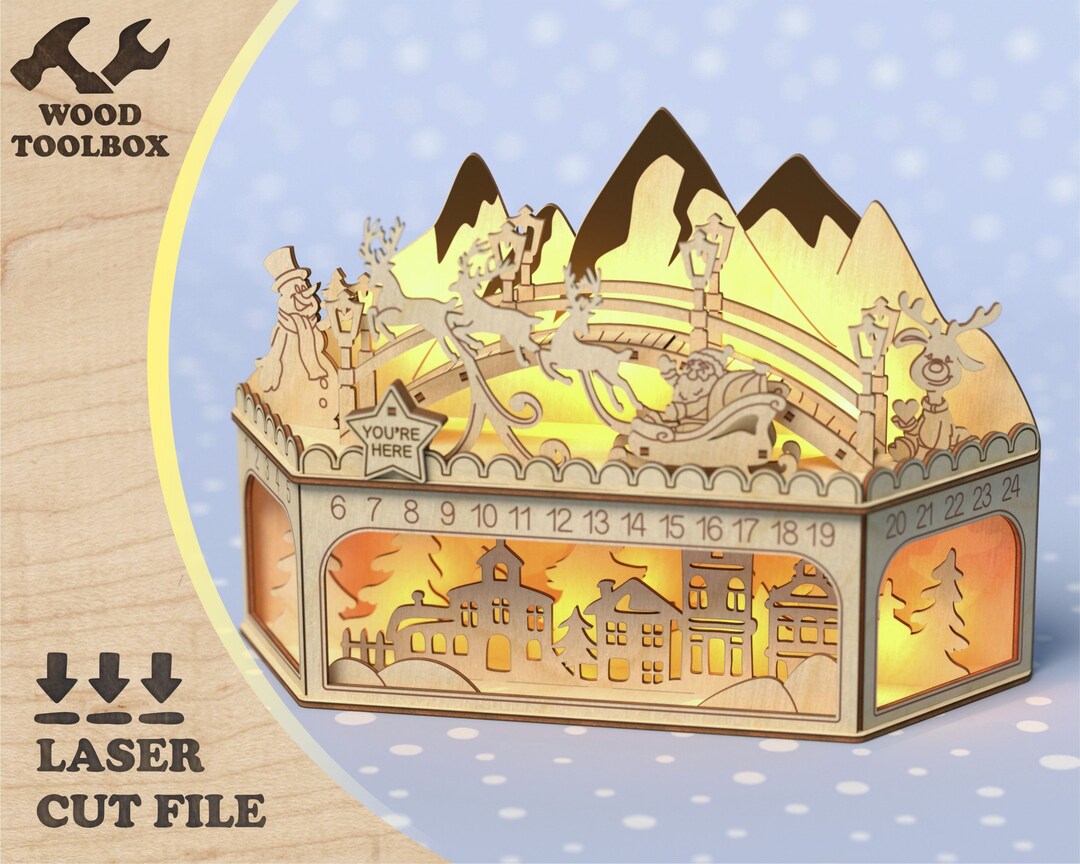 Christmas Advent Calendar - Laser Cut Files. Days Until Christmas Scene ...