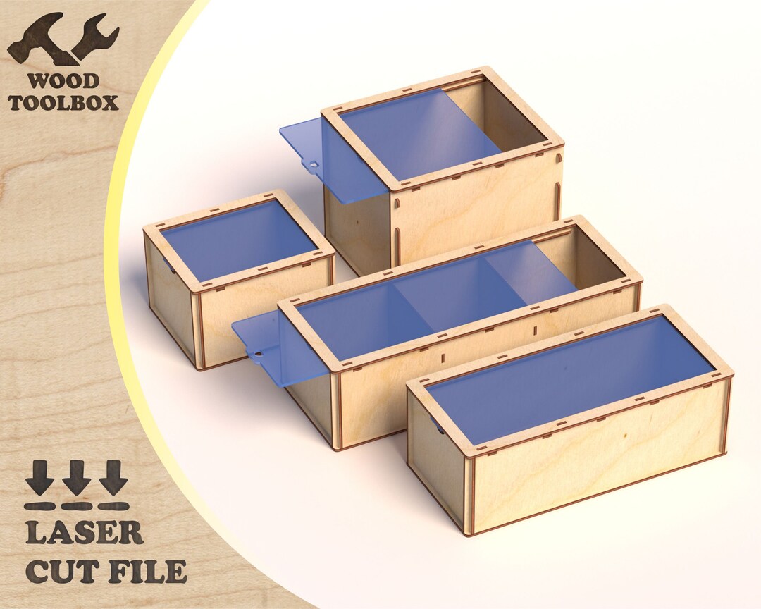 Sliding Lid Boxes - Laser Cut Files. Wooden Packing / SVG Pattern ...