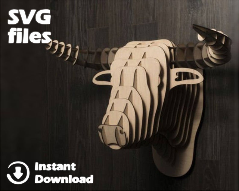 Bull Animal Head Laser Cut Files / Instant Downloads Files / - Etsy