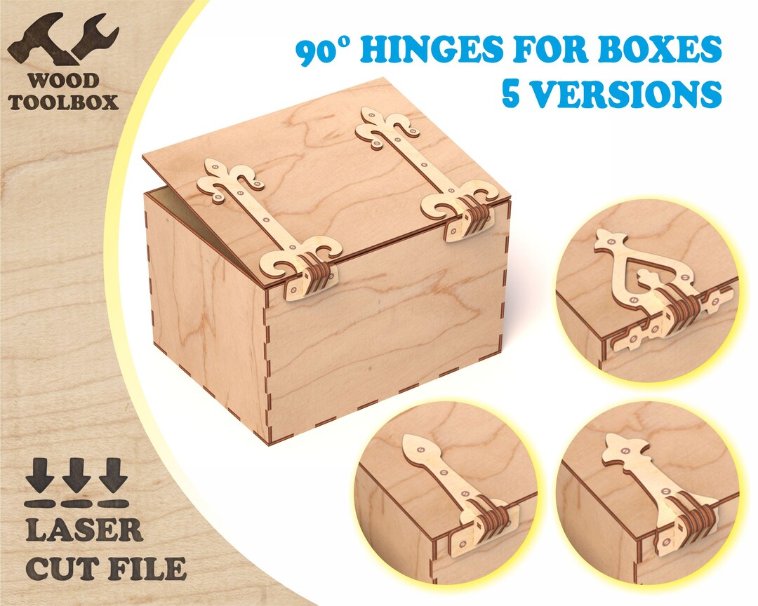 Hinges for Boxes 90 Degrees - Laser Cut Files. Hinge Templates for ...