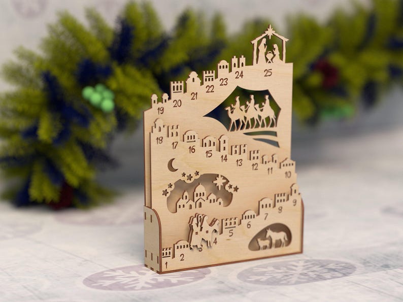 Nativity Advent Calendar Laser Cut File | Christmas Countdown SVG ...