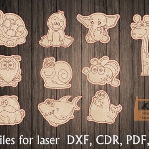 Animal Figures - Laser Cut Files - Kids Puzzle - Coloring DIY. Funny ...