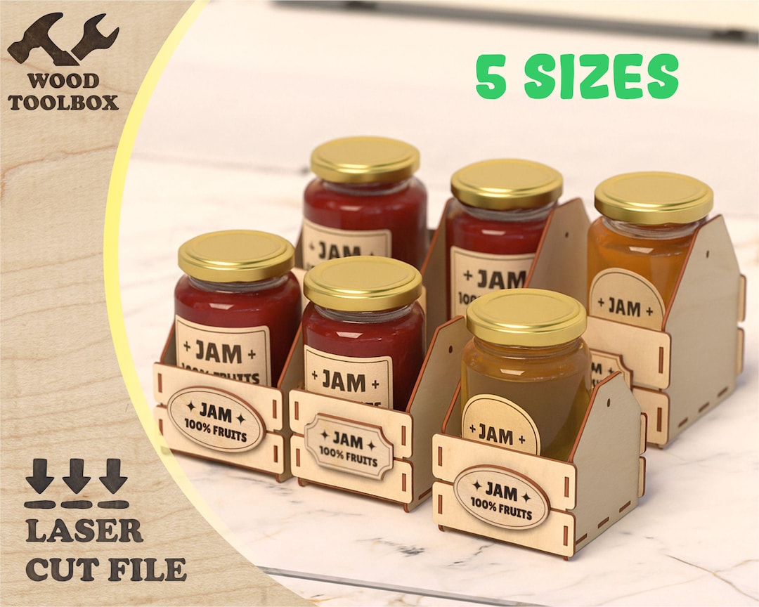 Wooden Jam Jar Holder Laser Cut File – 5 Sizes SVG Box Template ...