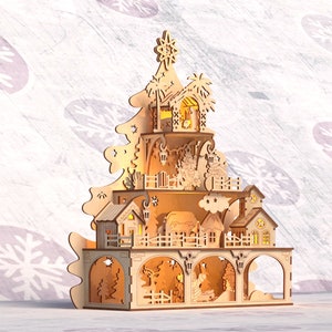 Christmas Scene - Xmas Tree - Laser Cut Files. Laser Cut Project Plan ...