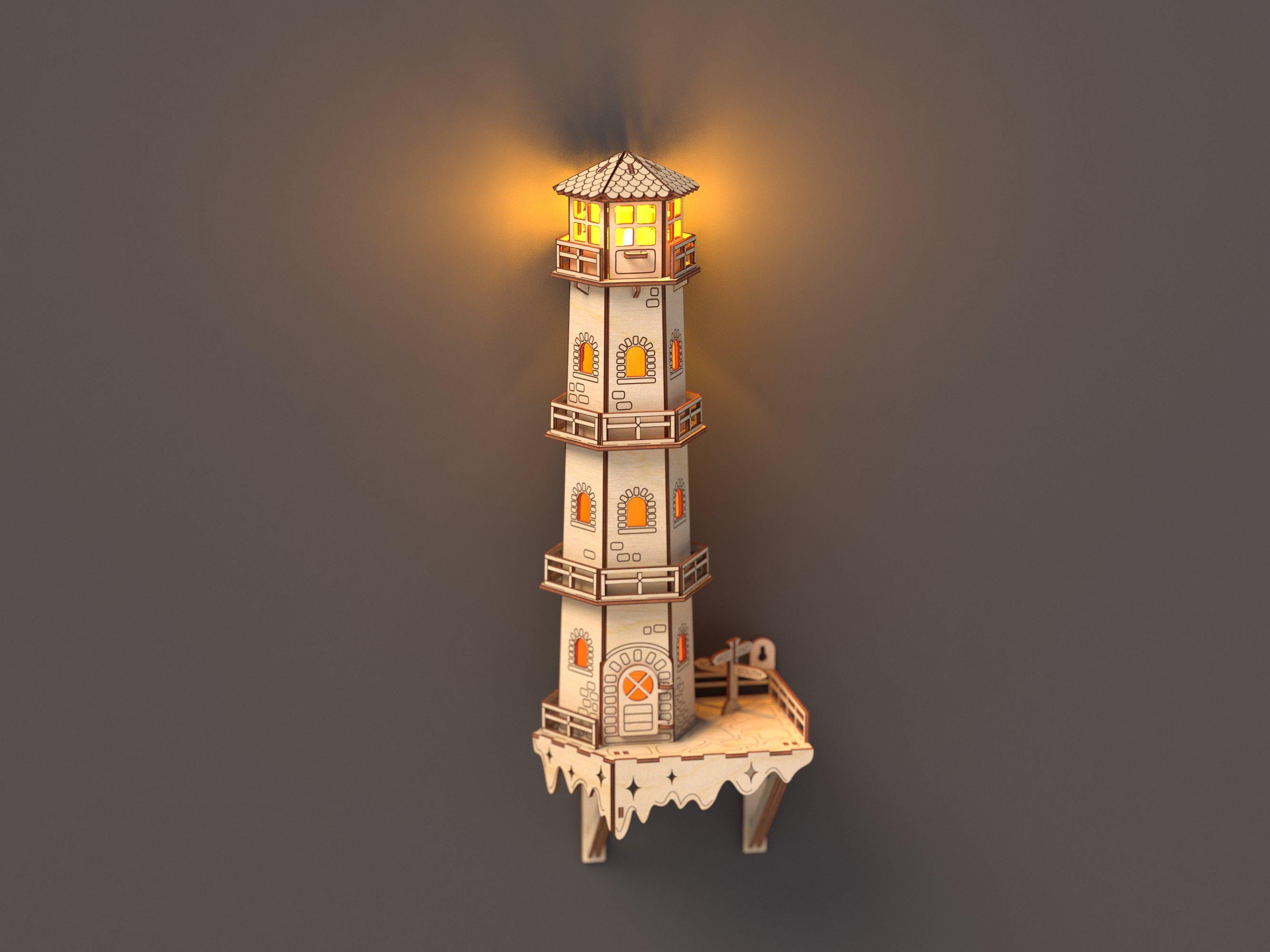 Lighthouse Laser Cut File – Wooden Night Light SVG, Glowforge Project ...