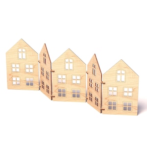 Screen of Houses - Laser Cut Files. Wooden Seasonal Decorative Screen ...