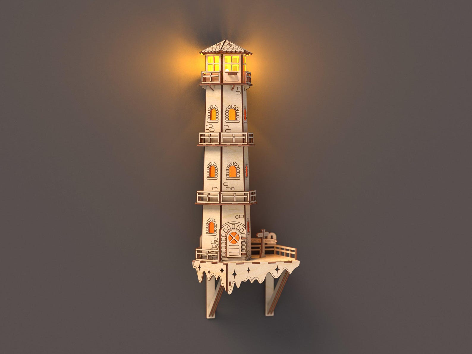 Lighthouse Laser Cut File – Wooden Night Light SVG, Glowforge Project ...