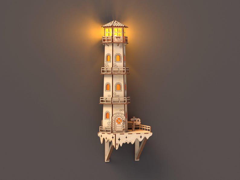 Lighthouse Laser Cut File – Wooden Night Light SVG, Glowforge Project ...