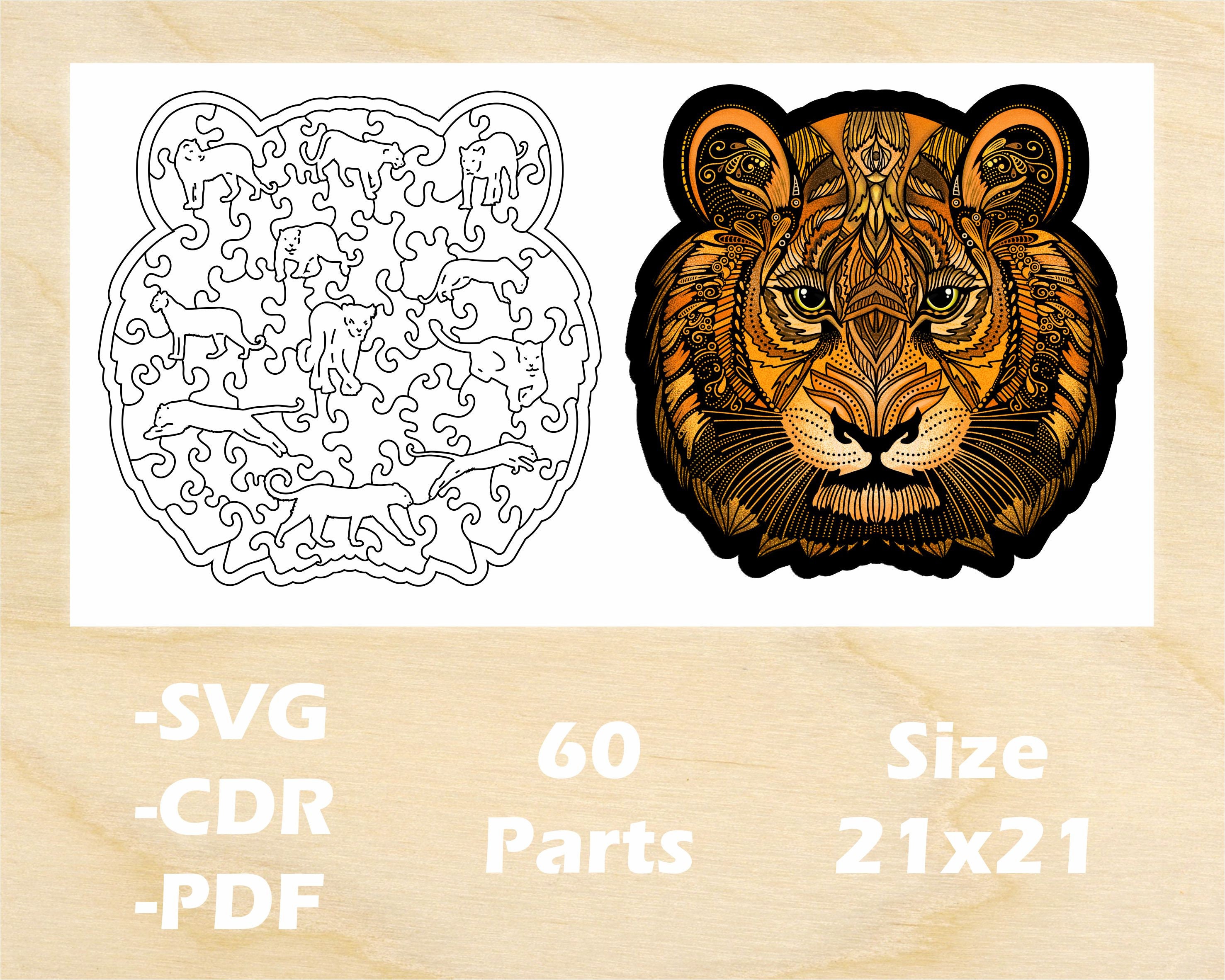 Lion Puzzle Jigsaw Laser Cut Files. Games for Adults - Etsy