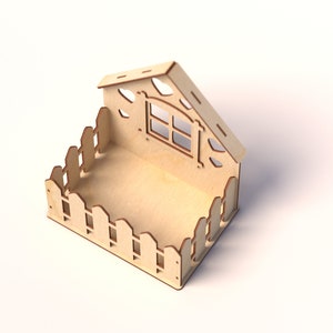 House With Fence - Laser Cut Files. Cute Stand House. Wooden Design for ...