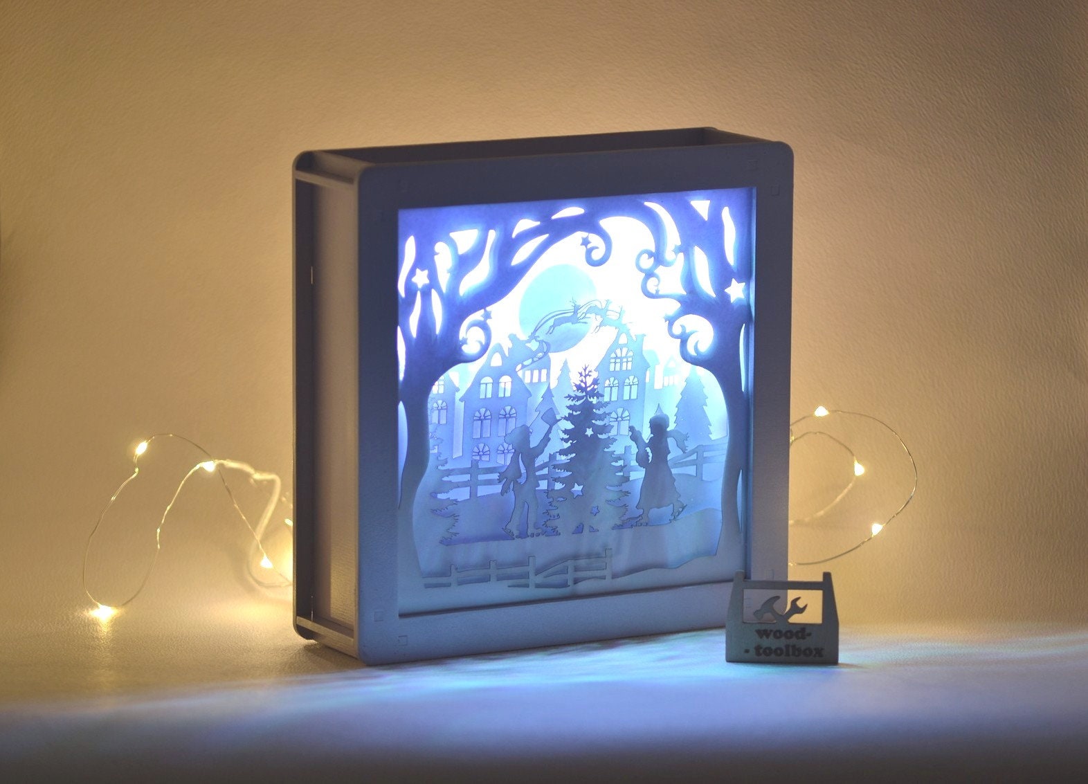 Christmas Light Box Laser Cut Files. Christmas Wooden and - Etsy