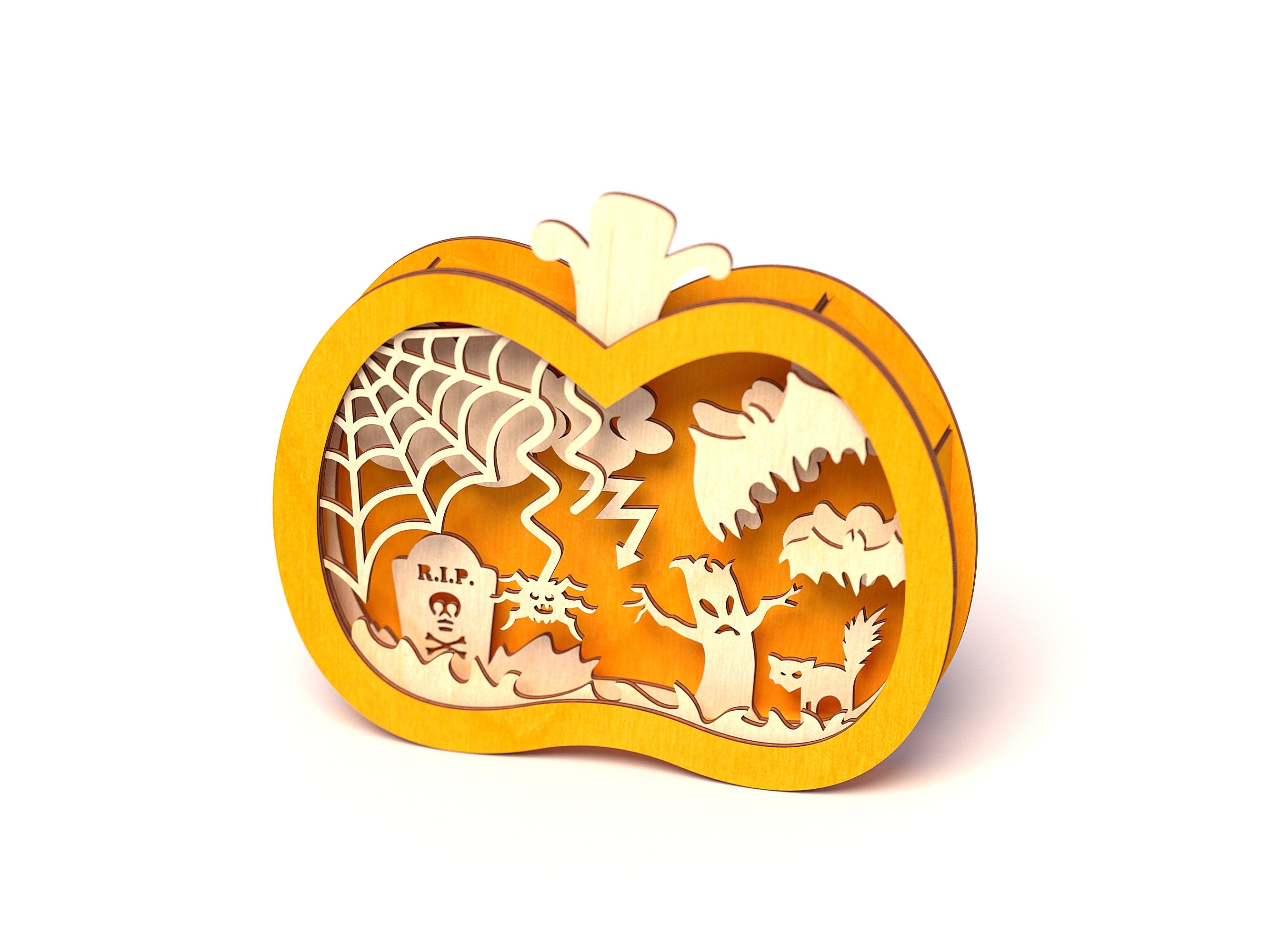 Halloween Pumpkin - Laser Cut Files. 3d Wooden Lightbox SVG / Halloween ...