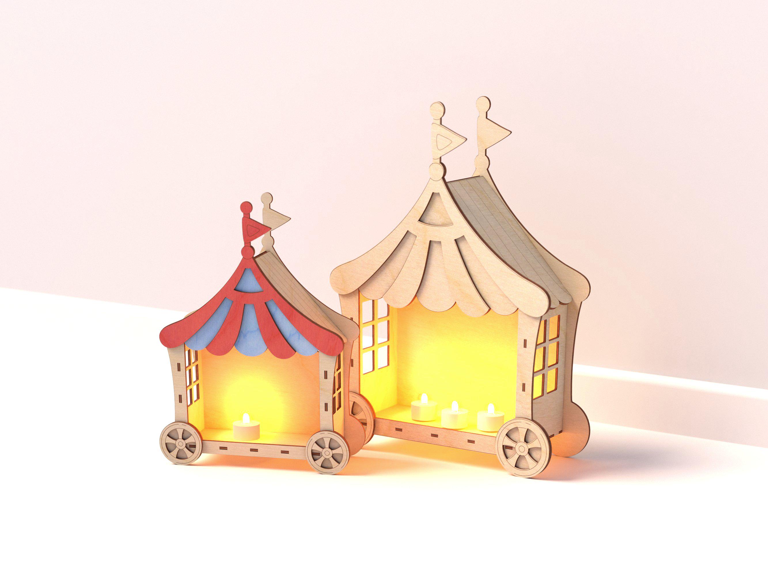 Circus Tent Laser Cut File | Carnival Display Box SVG | Wooden Toy ...