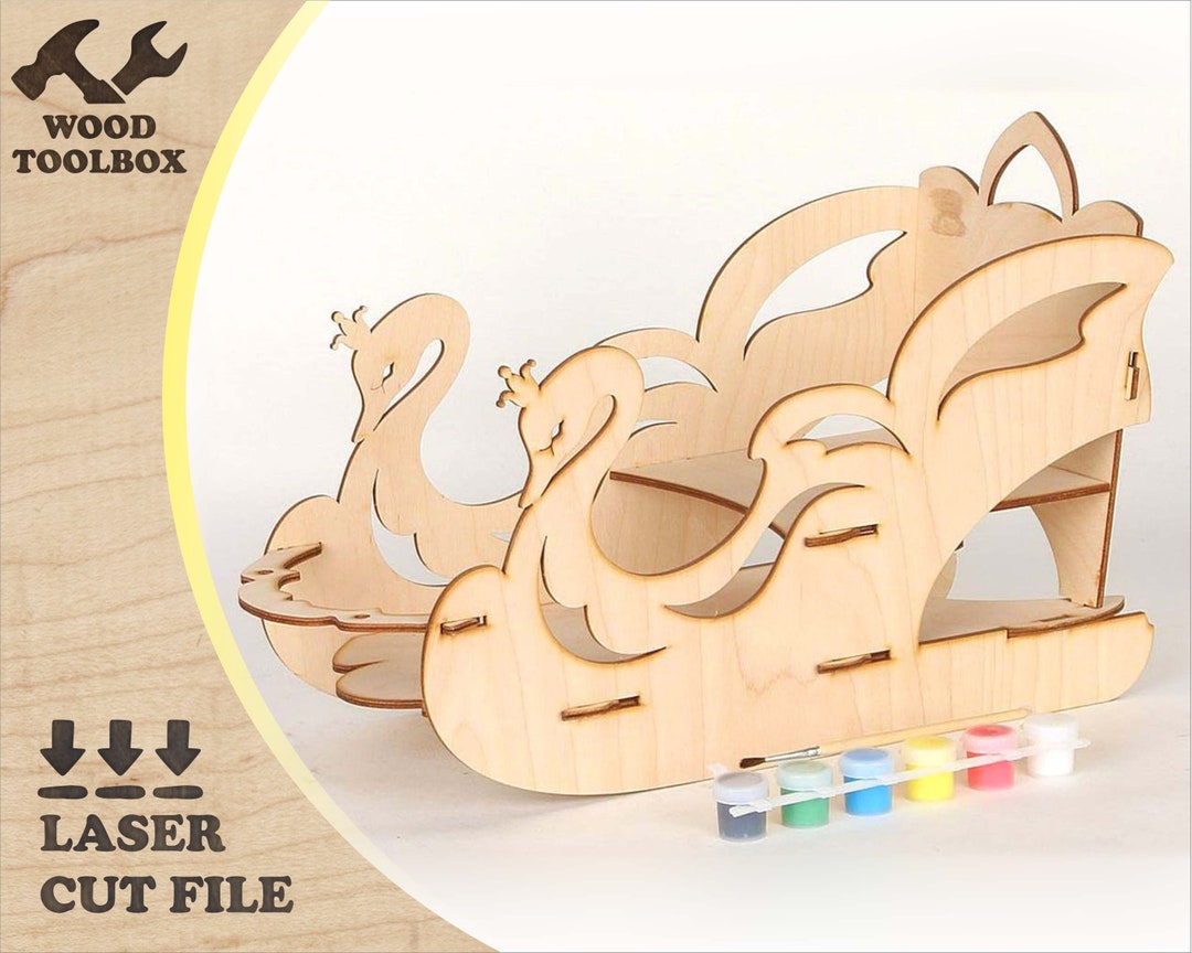 Sledge Swan Laser Cut Files DIY Glowforge SVG/ Christmas Sledge ...