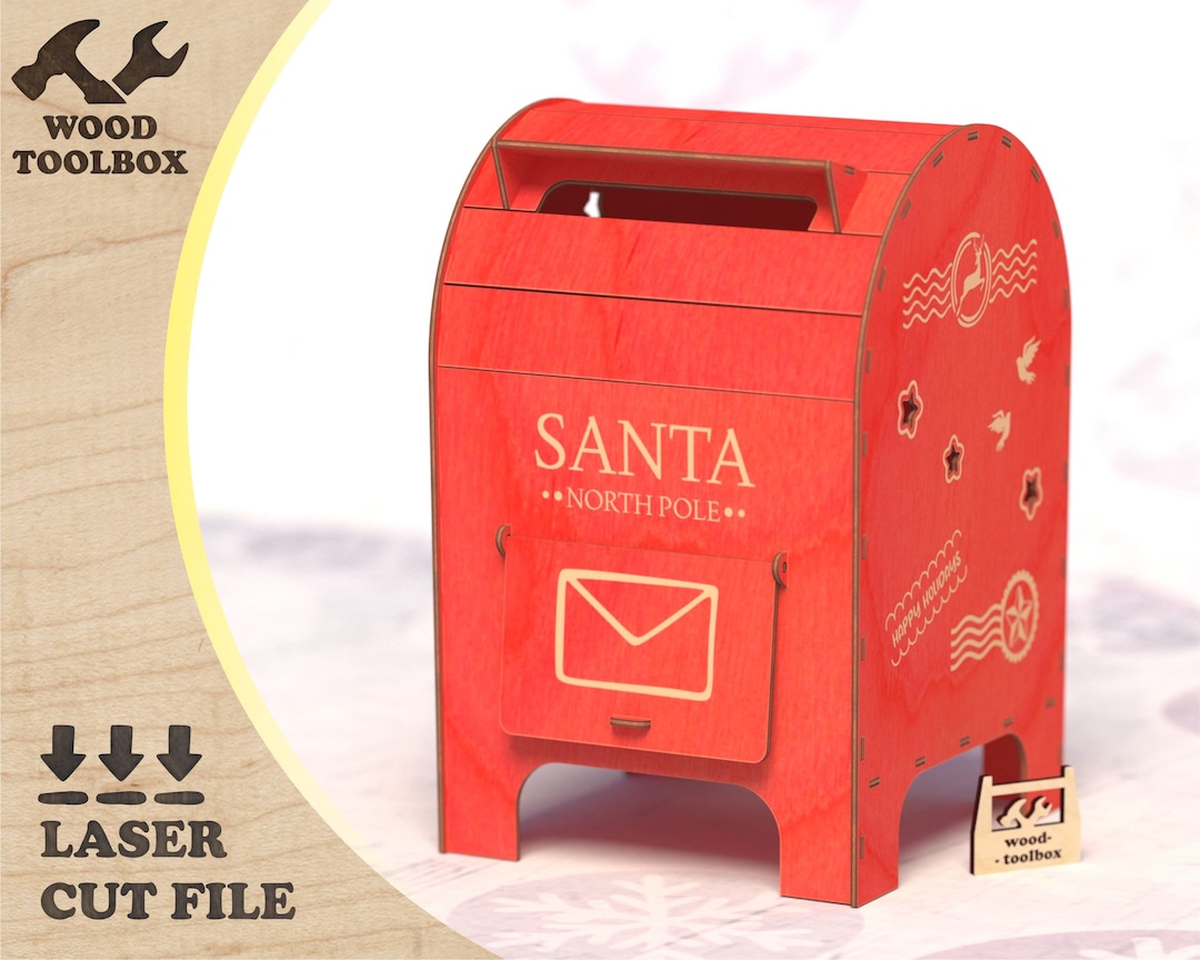 Santa's Mailbox - Laser Cut Files. Christmas Postbox Pattern / New Year ...
