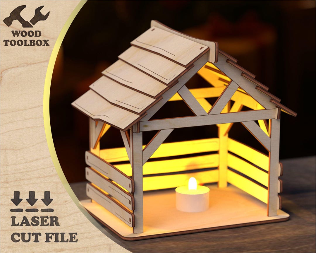 Nativity Stable Laser Cut File | Christmas Crib SVG | Wooden Barn ...