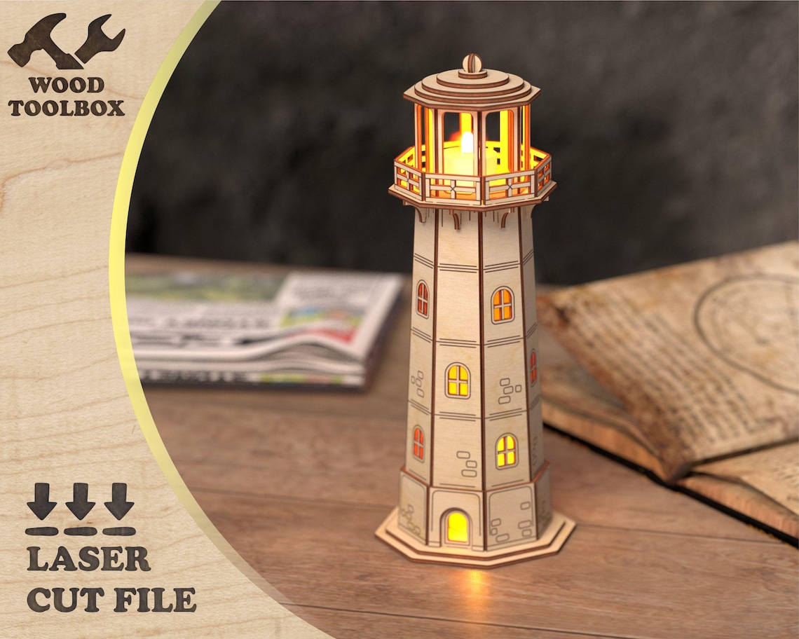 Lantern Lighthouse Laser Cut File, 3d Lighthouse Decor Template, SVG ...