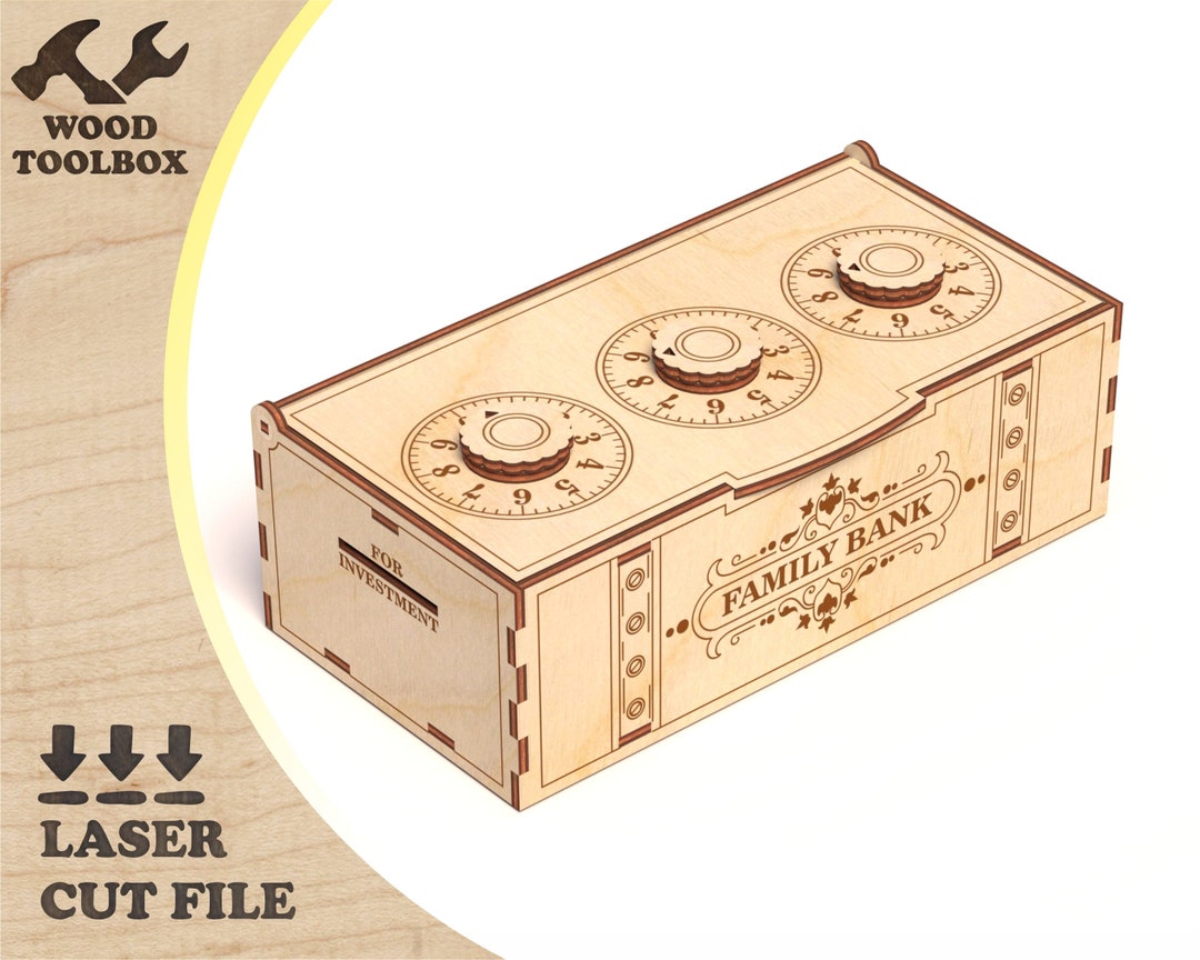 Wooden Box-safe With Combination Lock - Laser Cut Files. SVG Template ...