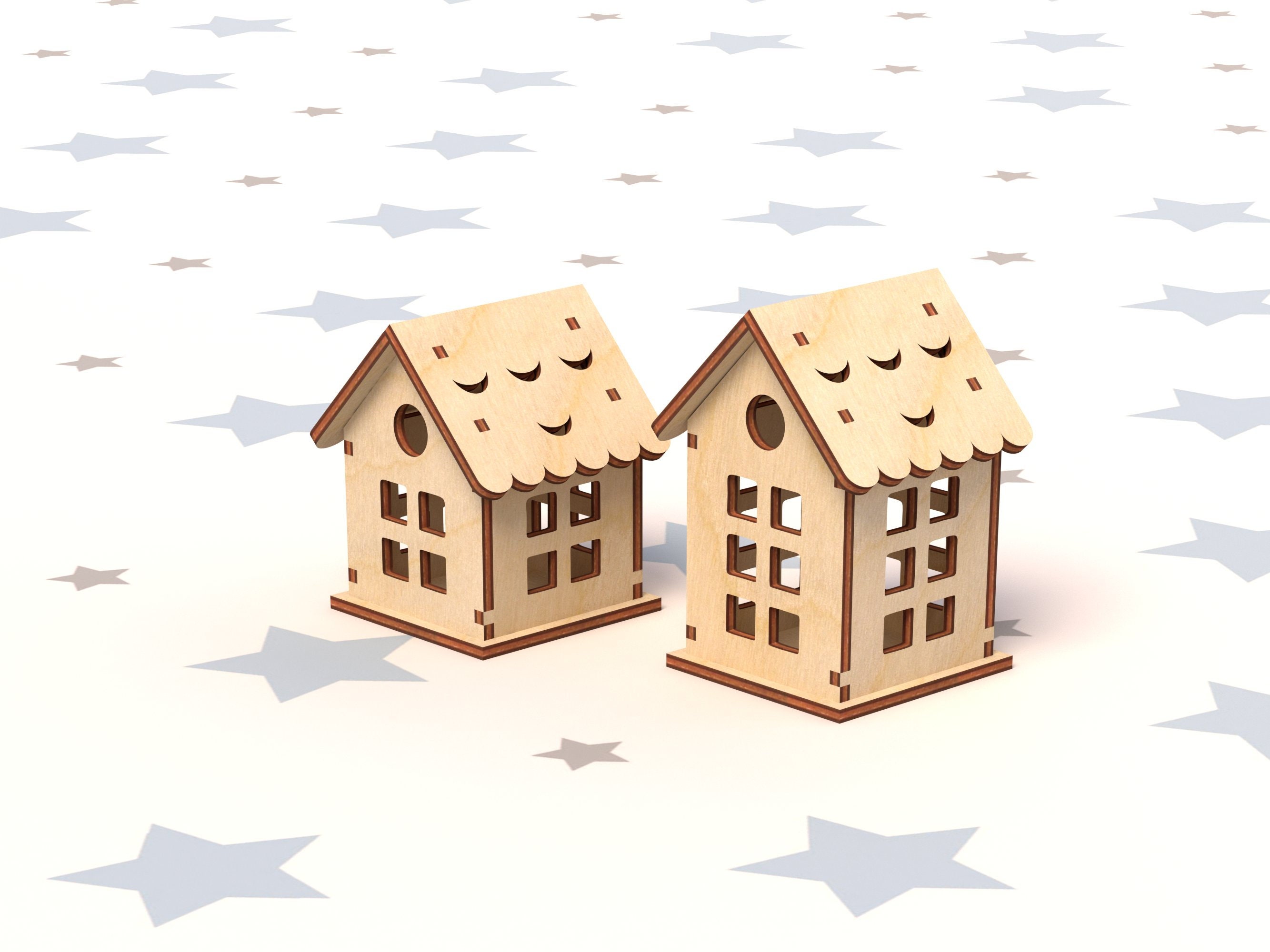 Simple House - Laser Cut Files. Wooden House Laser Cut / Tiny Houses ...
