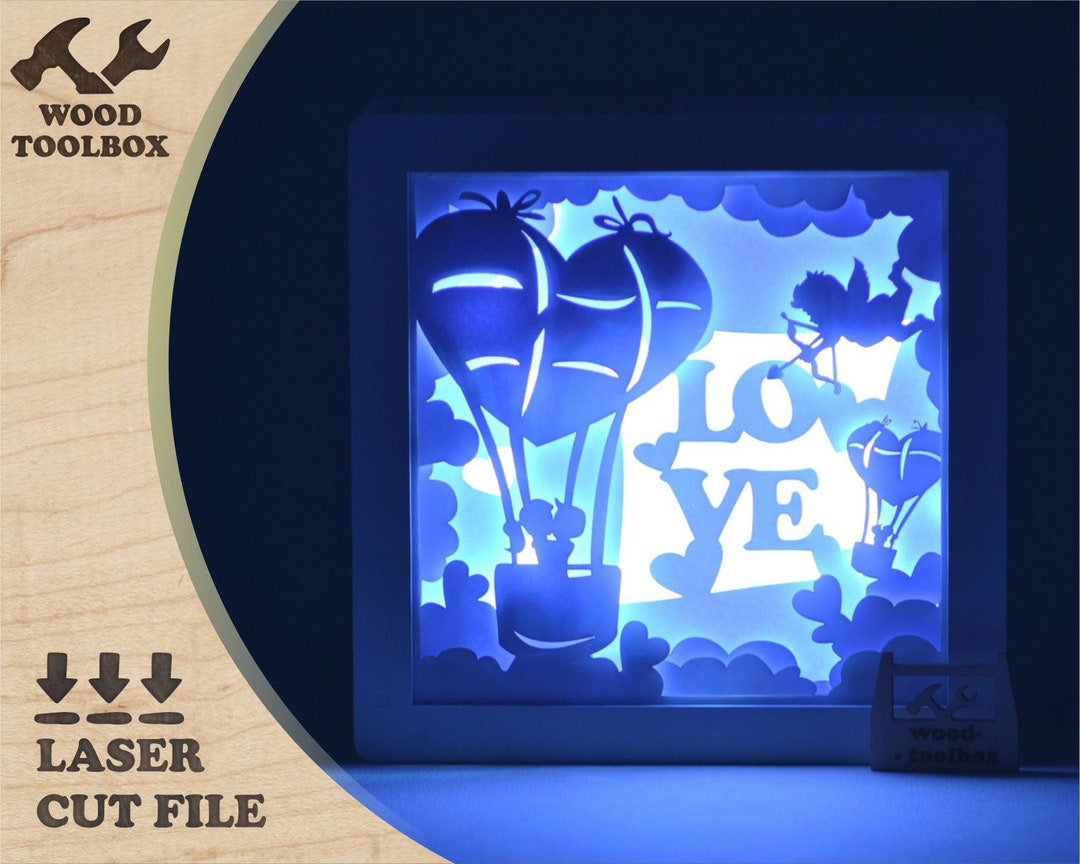 Romantic Light Box SVG | Laser Cut Shadow Box File | Valentine's DIY ...
