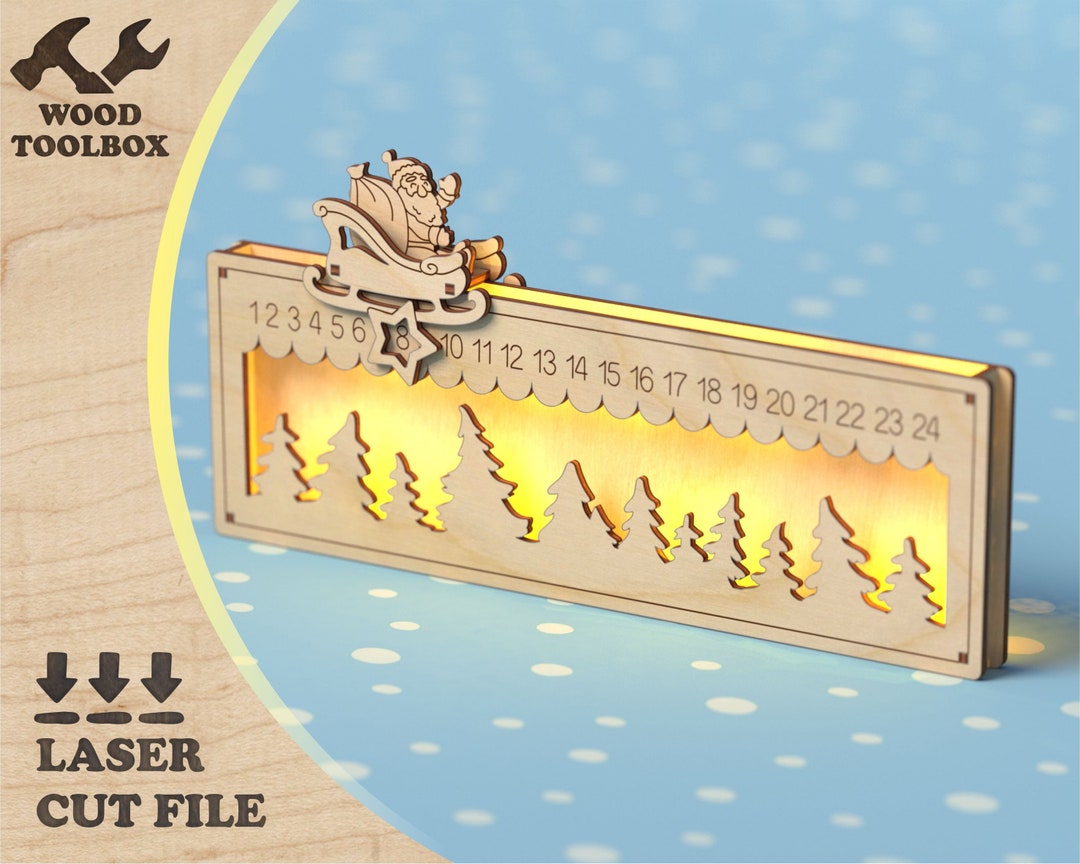 Christmas Advent Calendar Santa Laser Cut Files Simple Xmas Advent Calendar Svg Dxf Ai Cdr