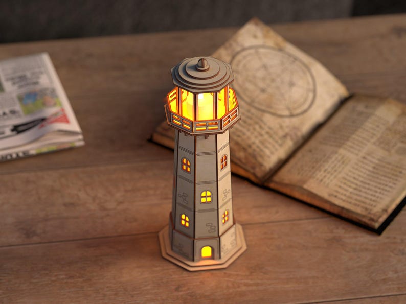 Lantern Lighthouse Laser Cut File, 3d Lighthouse Decor Template, SVG ...