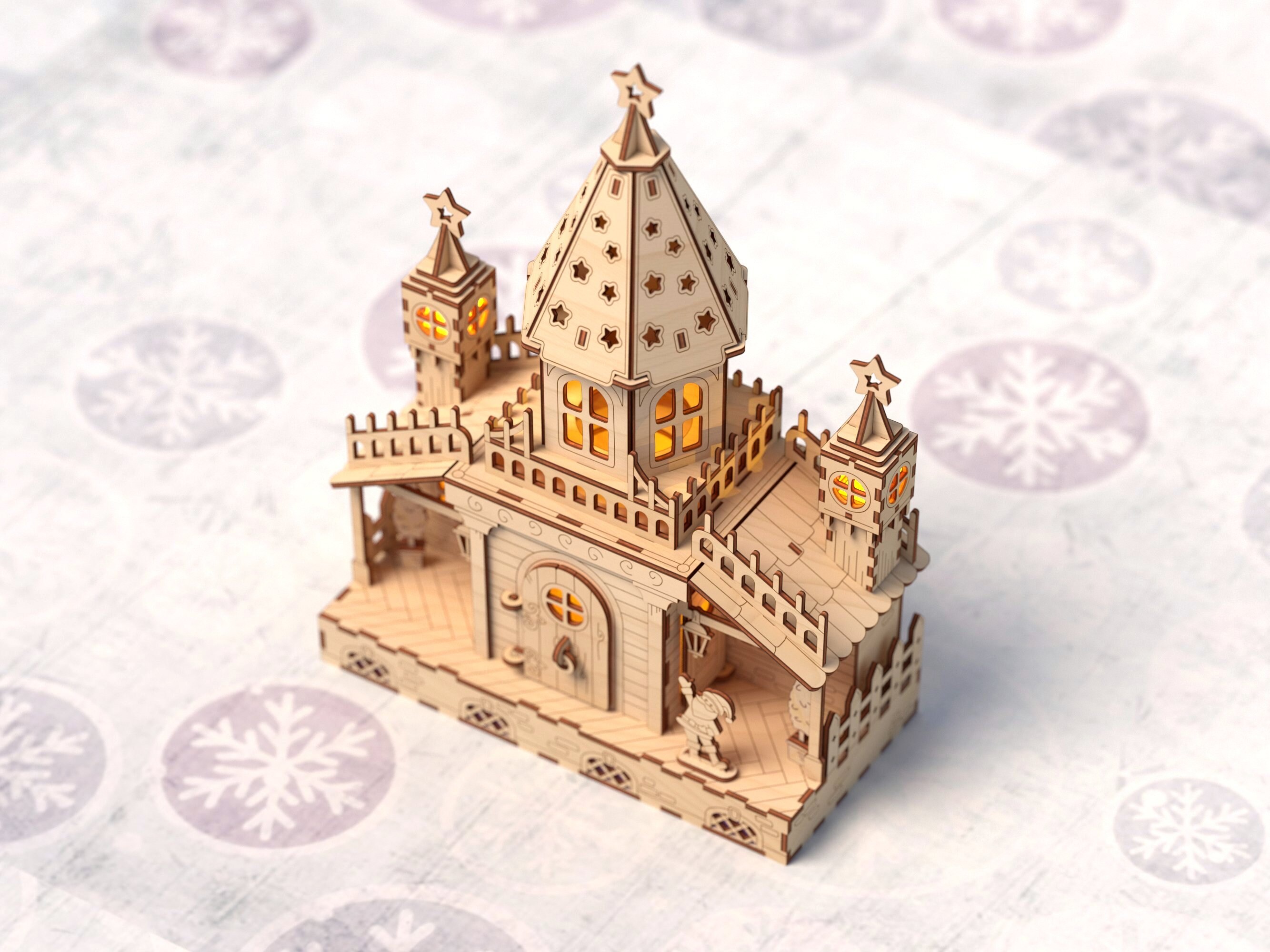 Santa's Palace- Laser Cut File. Cute Christmas House SVG, Vector Plan ...