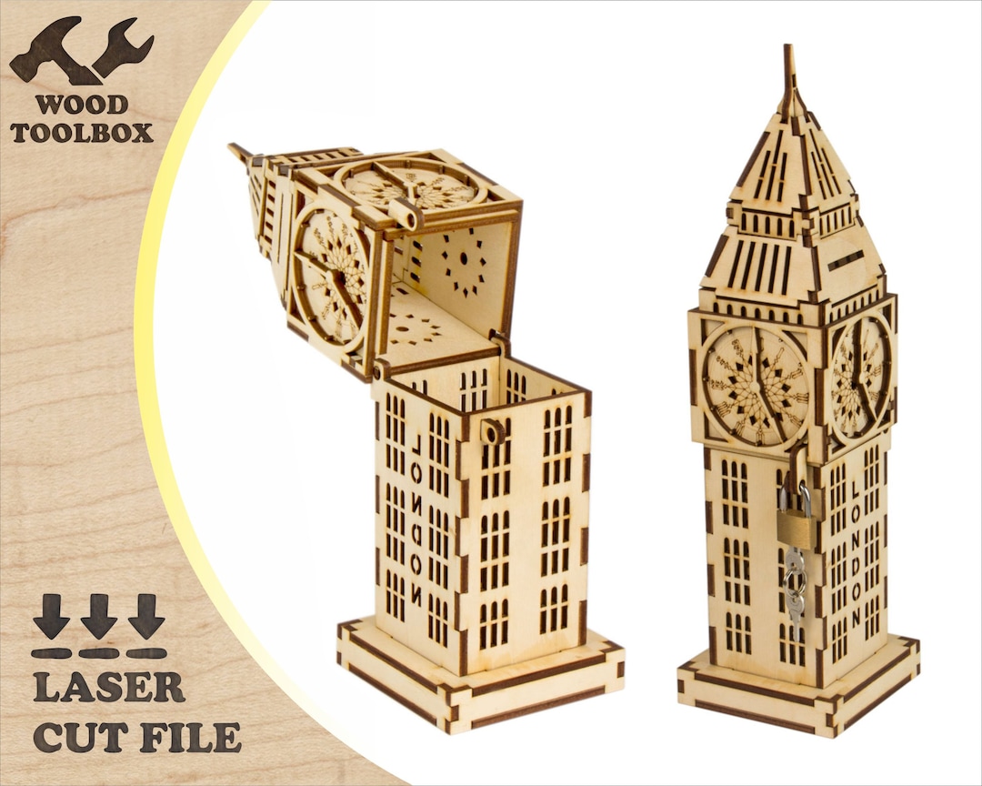 Big Ben - Safe - Laser Cut File. Famous Building Model Pattern ...