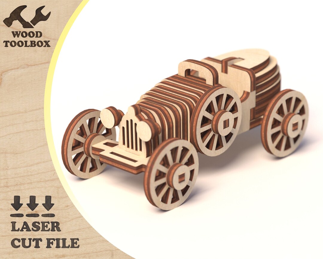 Laser Cut Retro Car - Var.2 - Retro Car Model From the Collection ...