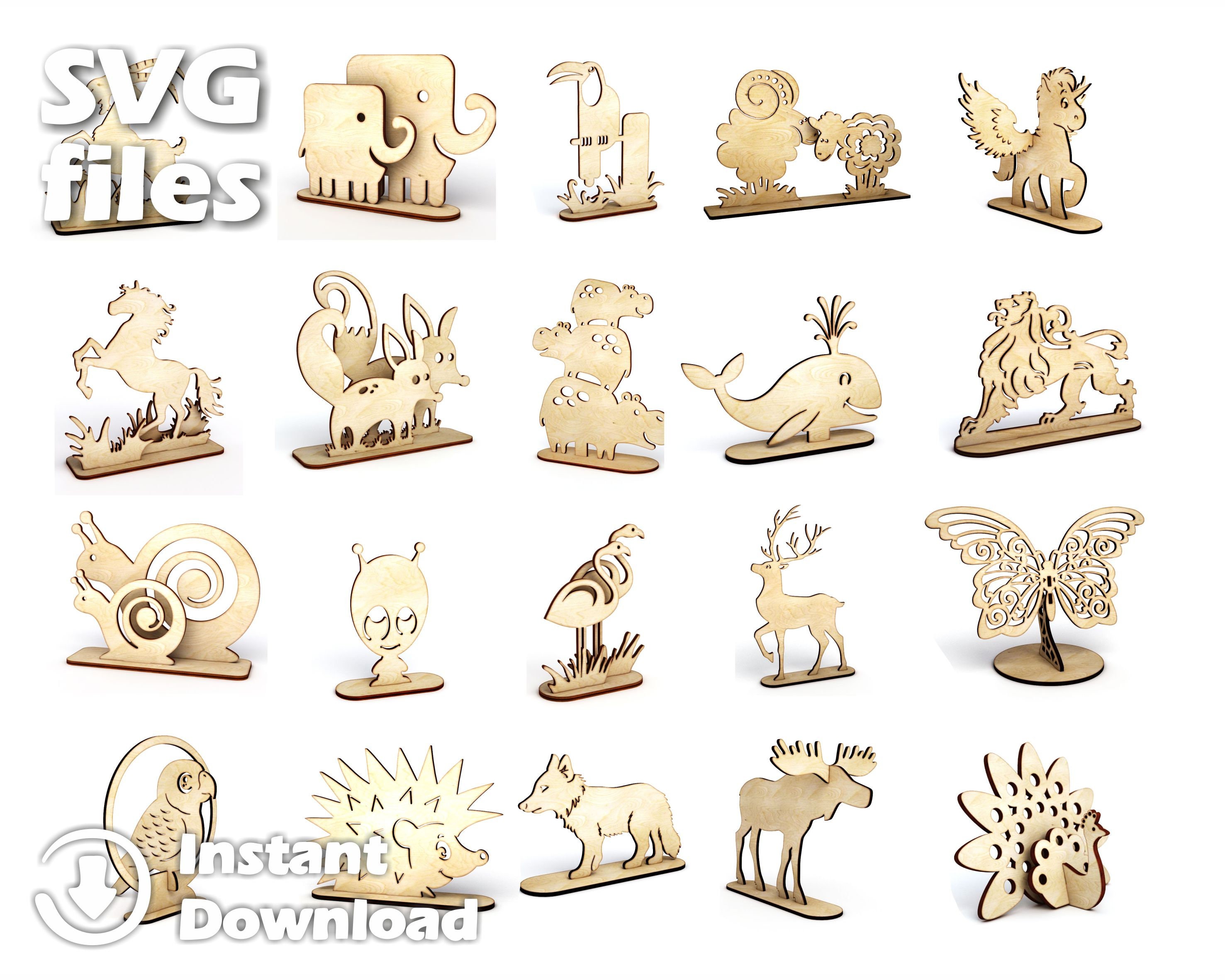 Animal Figures - Laser Cut Files. Animal for Self-assembly Made of ...