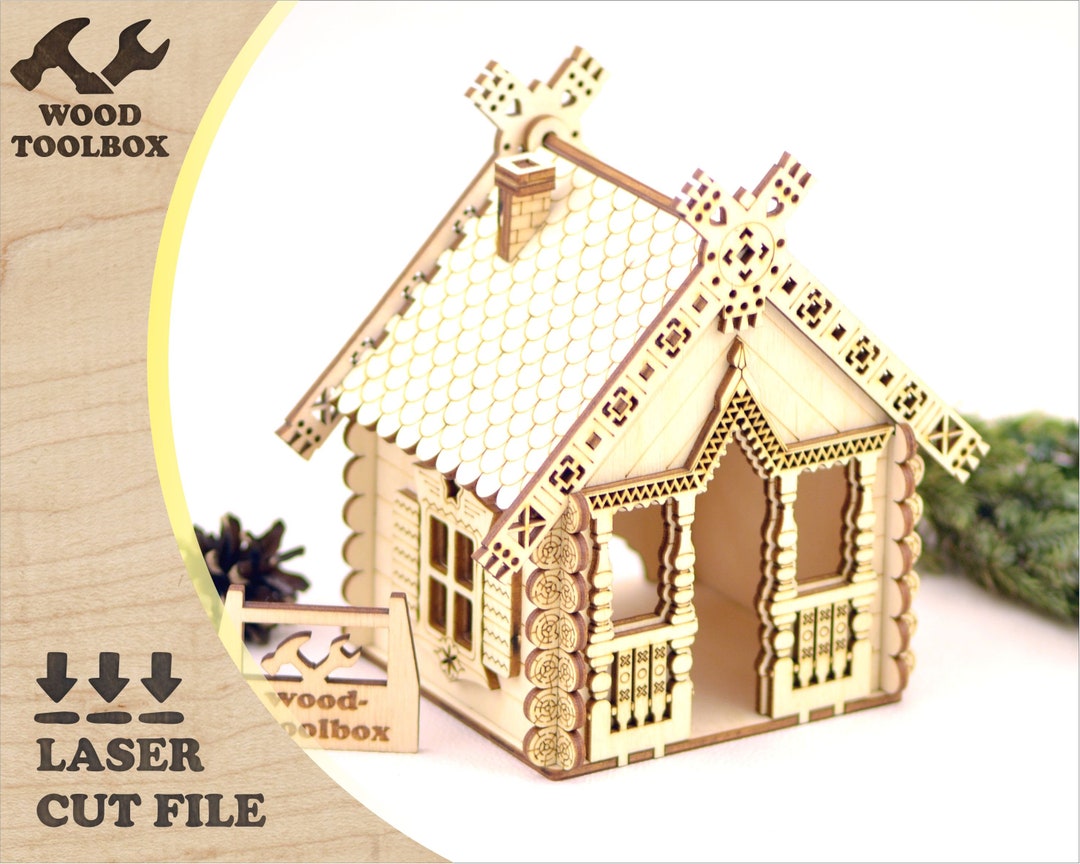 Laser Cut Wooden Cottage Model | DIY Miniature House Kit | SVG File for ...