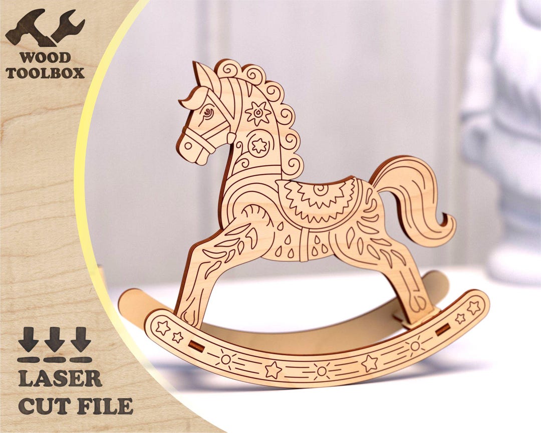 Rocking Horse Laser Cut File: Scandinavian Christmas Ornament (CNC DXF ...