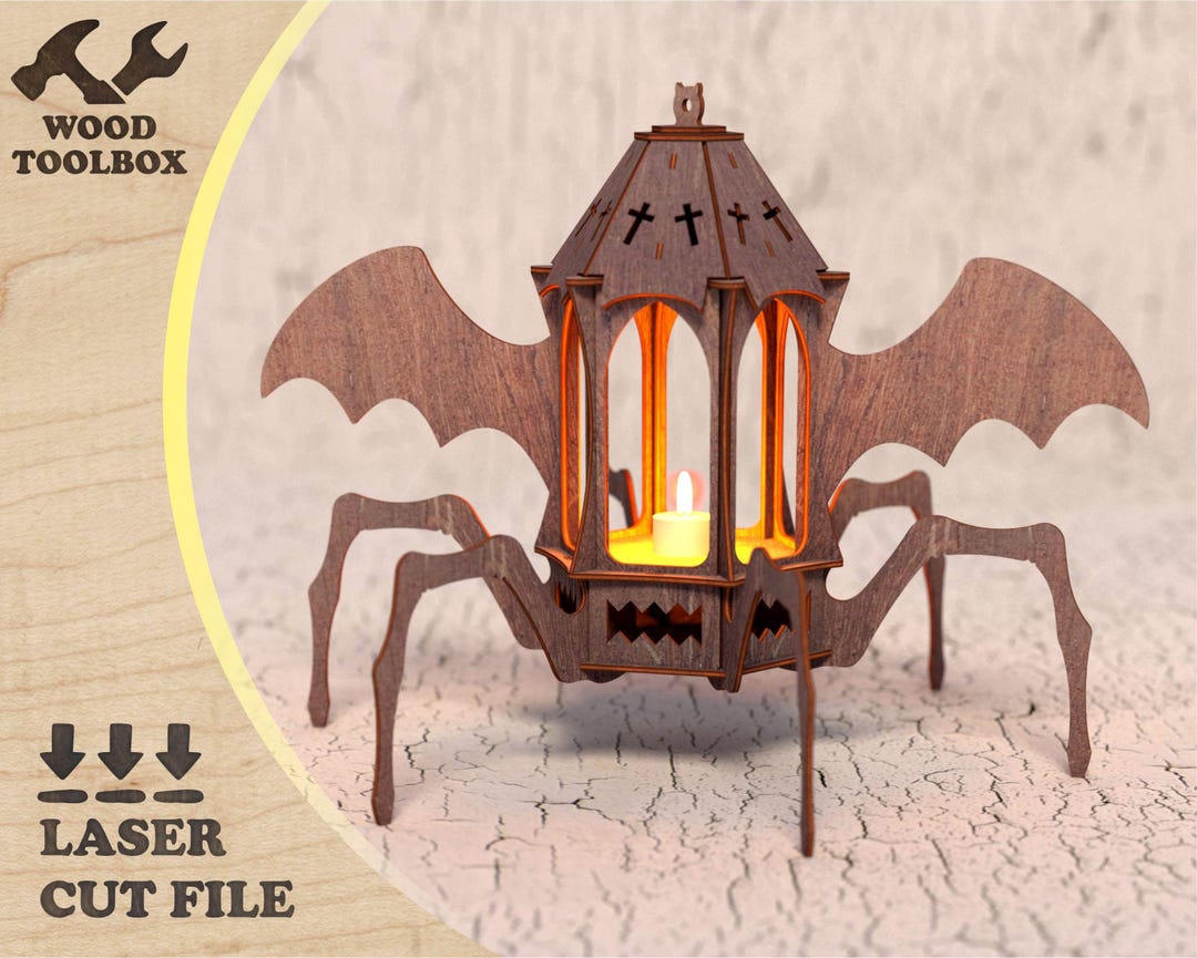 Halloween Spider Lamp - Laser Cut File. 3D Wooden Lamp / Halloween ...