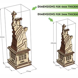 Statue of Liberty - Laser Cut Files / Wooden Safe Template / Famous ...
