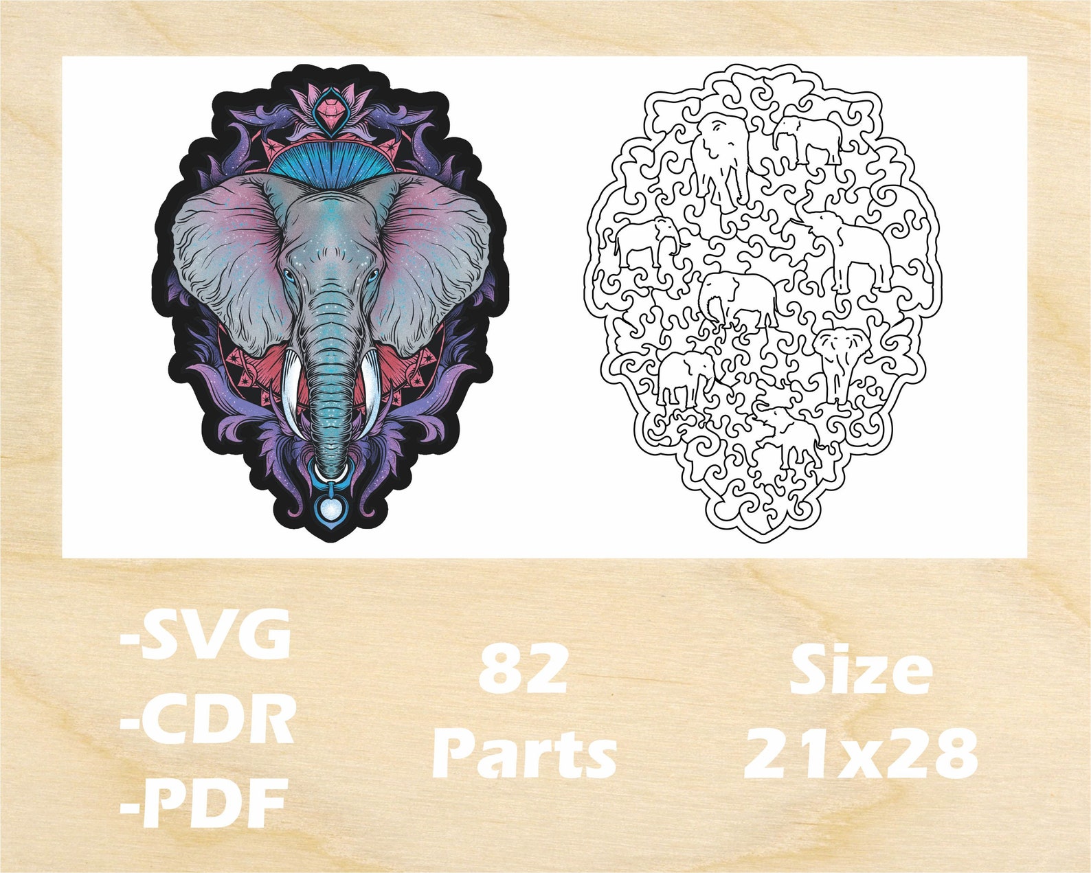 Elefant Jigsaw Puzzles Laser Cut File. Wooden Puzzle SVG - Etsy