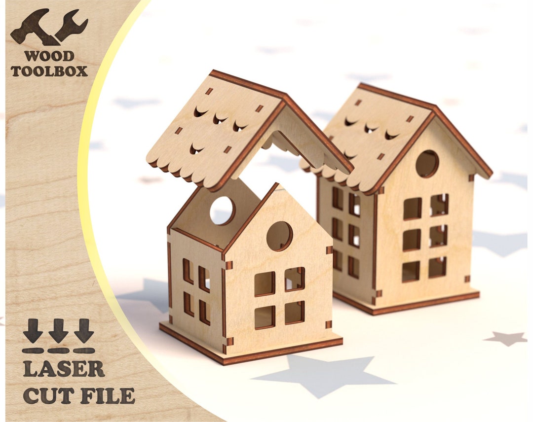 Simple House - Laser Cut Files. Wooden House Laser Cut / Tiny Houses ...