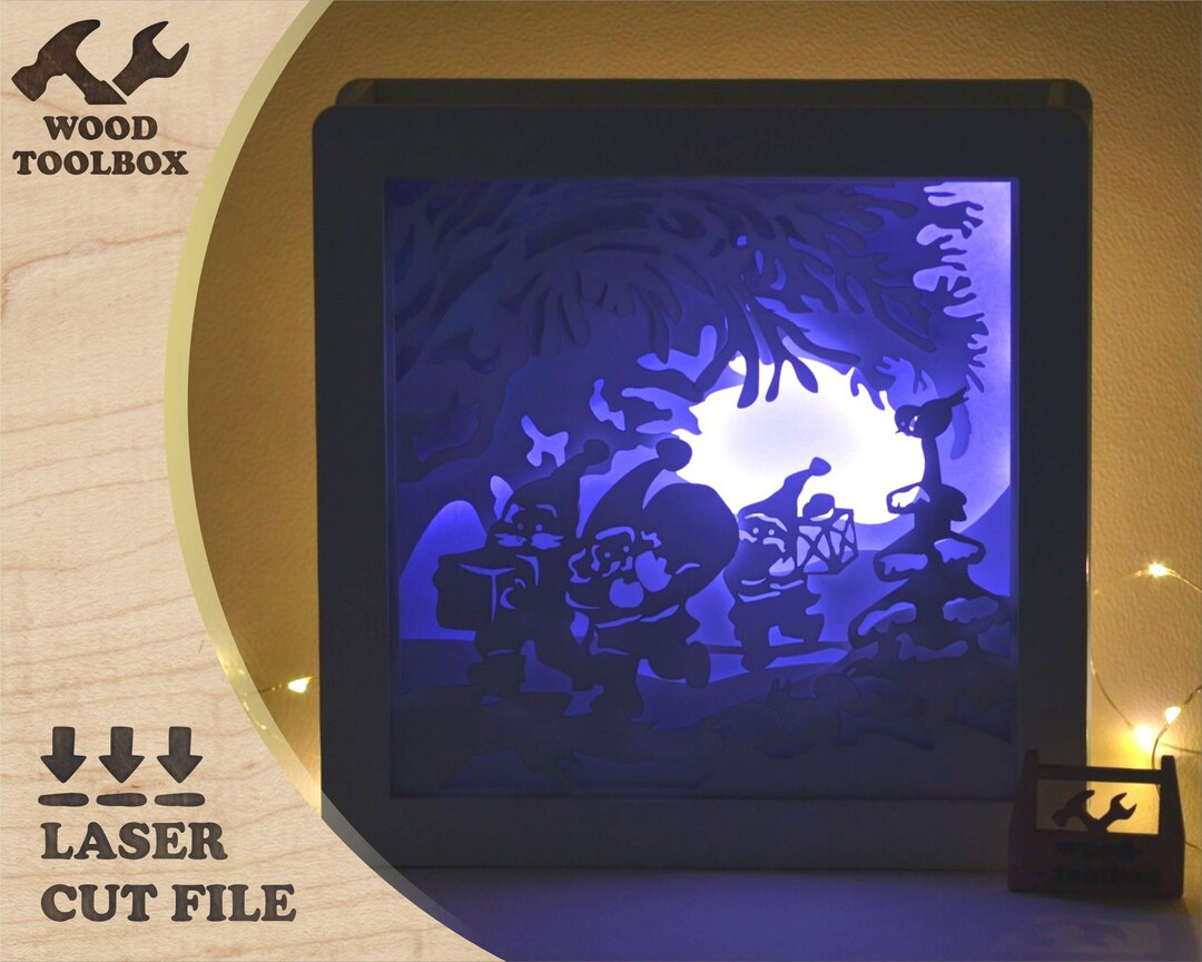 Christmas Nightlight Laser Cut Files. Merry Christmas Light Box Laser ...