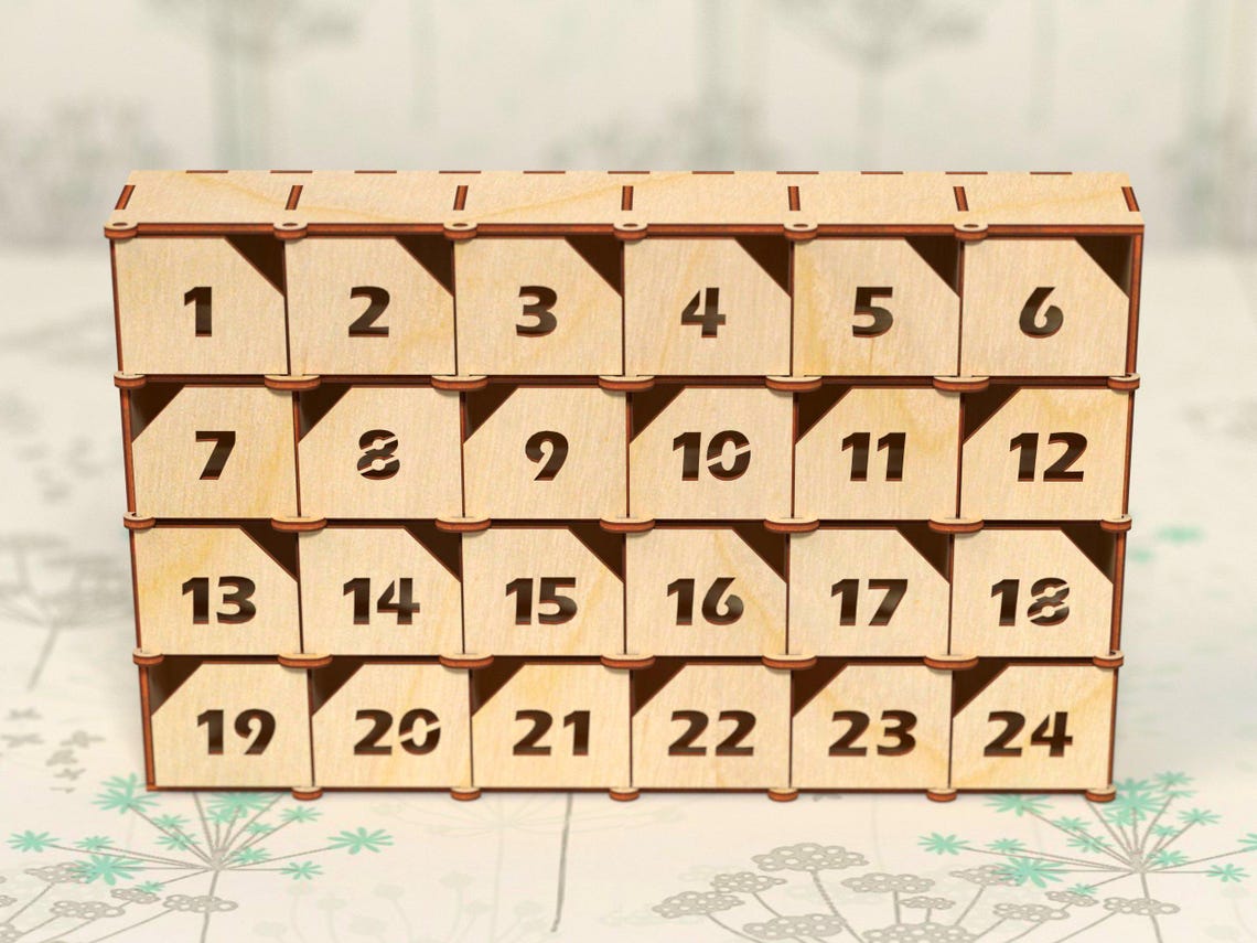 Laser Cut Wooden Advent Calendar SVG File: DIY Christmas Countdown Box ...