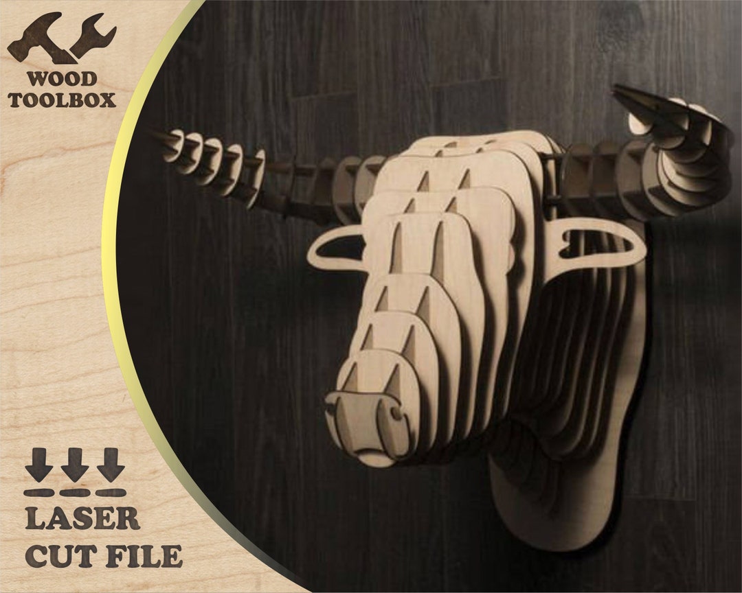 Bull Animal Head - Laser Cut Files / Instant Downloads Files / Laser ...