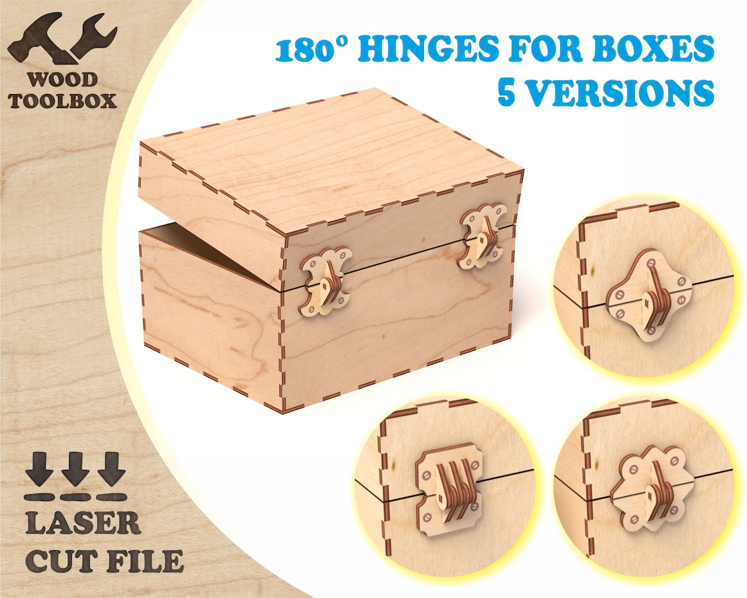 Hinges for Boxes 180 Degrees - Laser Cut Files. Hinges Pattern for ...