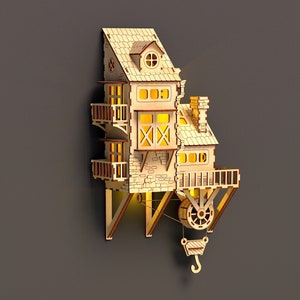 Wall-mounted House With Lighting - Laser Cut File. House Decorations ...