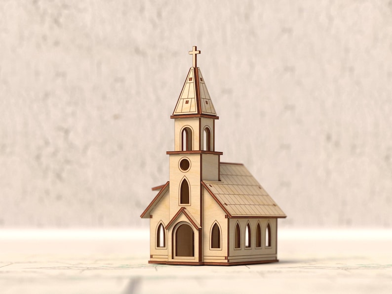 Wooden Church Laser Cut File – Christmas Village Building SVG, DIY ...