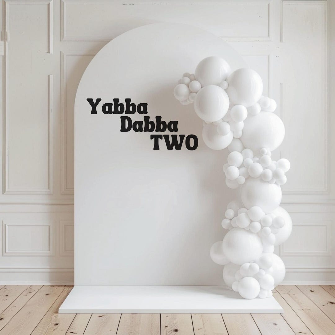Yabba Dabba TWO Custom Decal for 2nd Birthday Party Backdrop Any Font ...