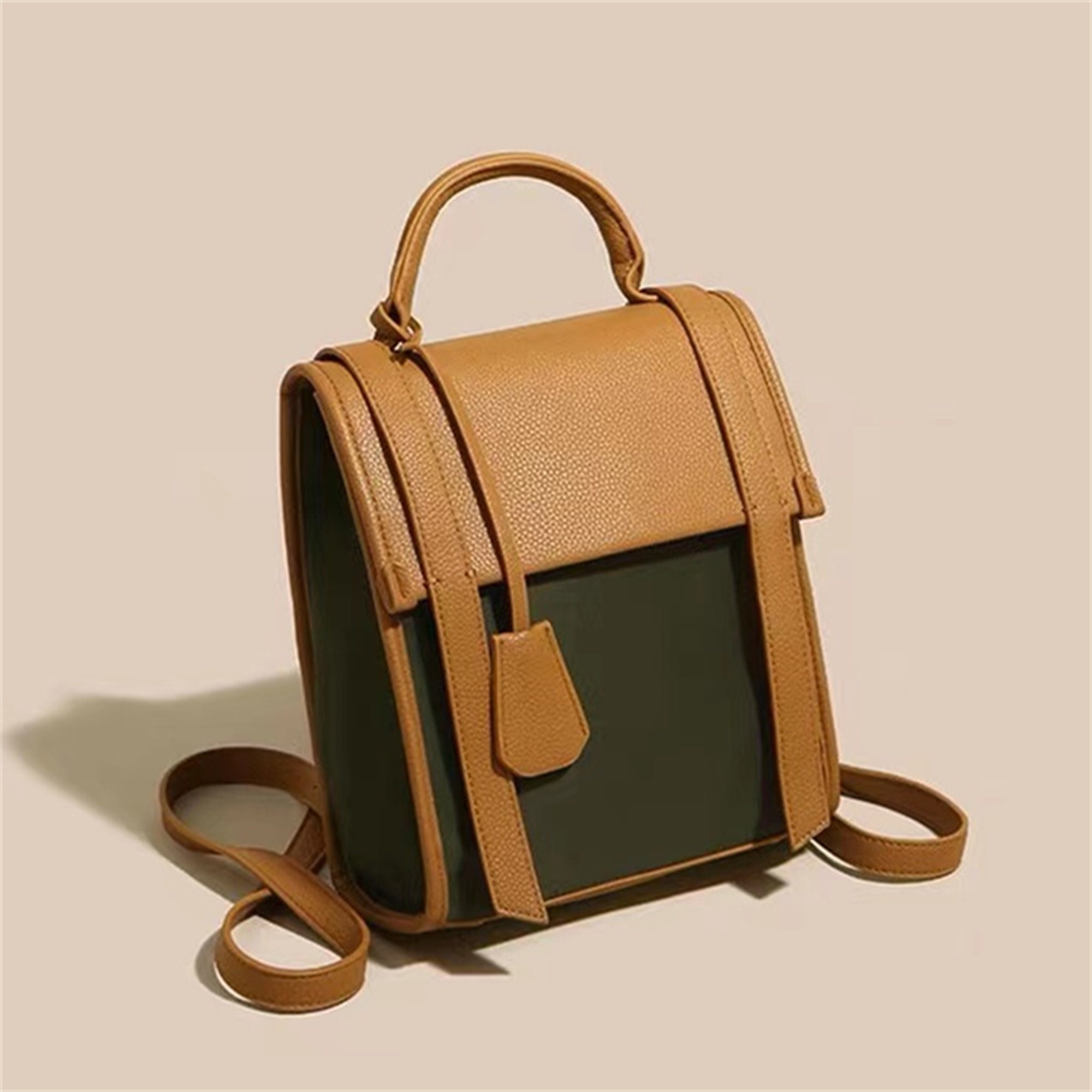 Genuine Green Leather Backpack Woman, Genuine Leather Bag, Aesthetic ...